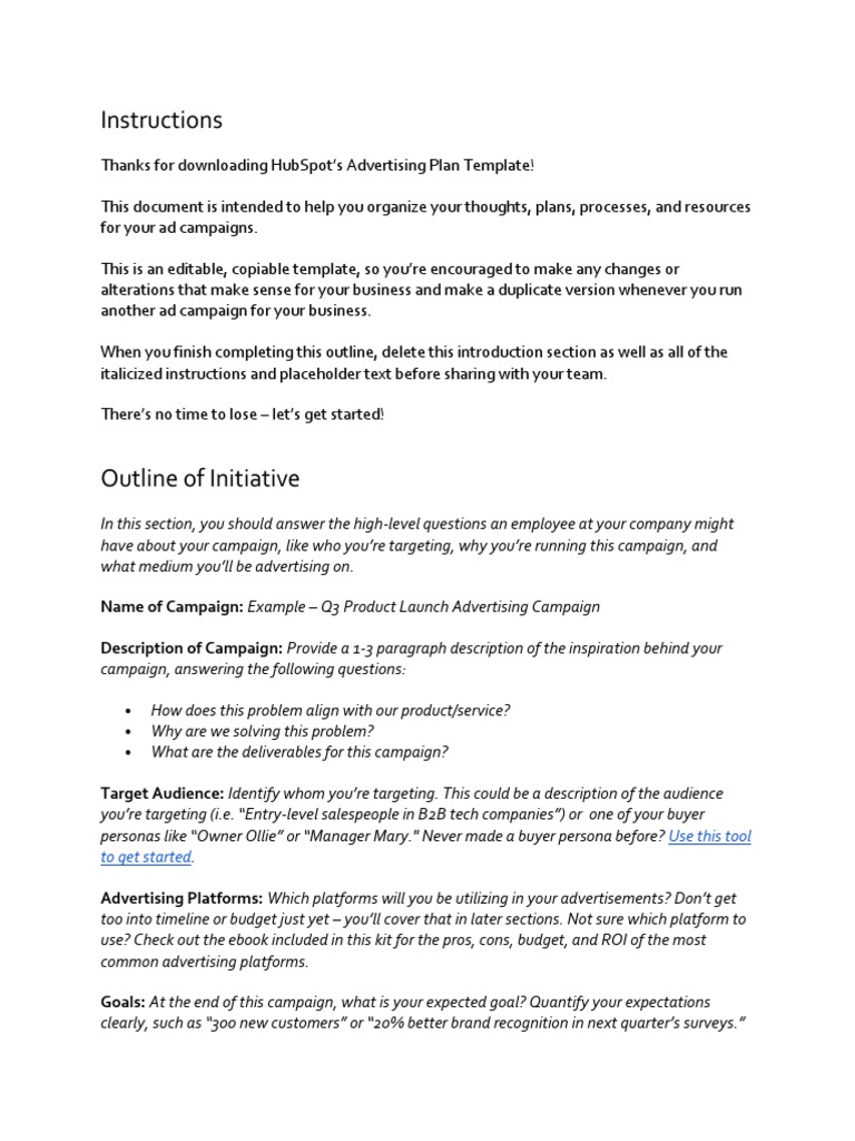 Advertising Plan Template | PDF | Advertising | Mobile App