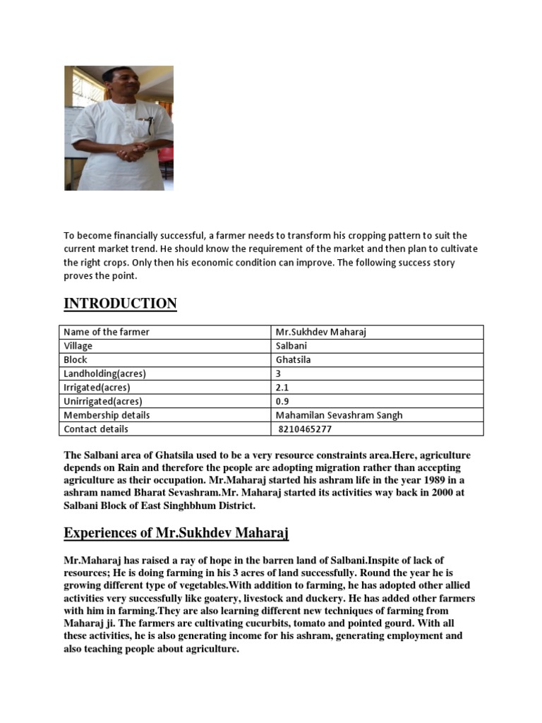 Success Story of Sukhdev Maharaj | PDF | Livestock | Agriculture