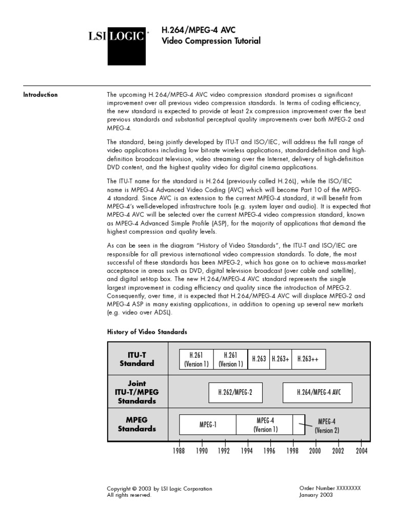 H.264 MPEG4 Tutorial | PDF | H.264/Mpeg 4 Avc | Data Compression