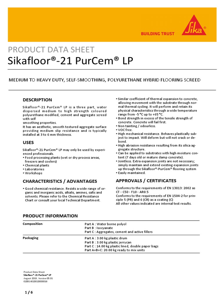 Sikafloor 21 Purcem LP - Pds en | PDF | Humidity | Concrete