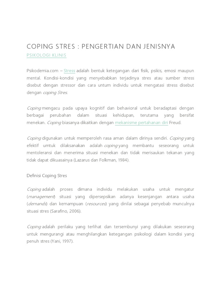 Coping Stres Dan Penyalahgunaan Narkoba | PDF | Pengembangan Diri