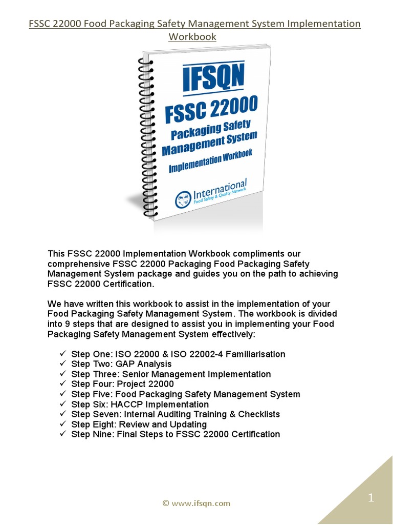 FSSC 22000 Packaging FSMS Implementation Workbook 2018 Sample New | PDF | Hazard Analysis And ...
