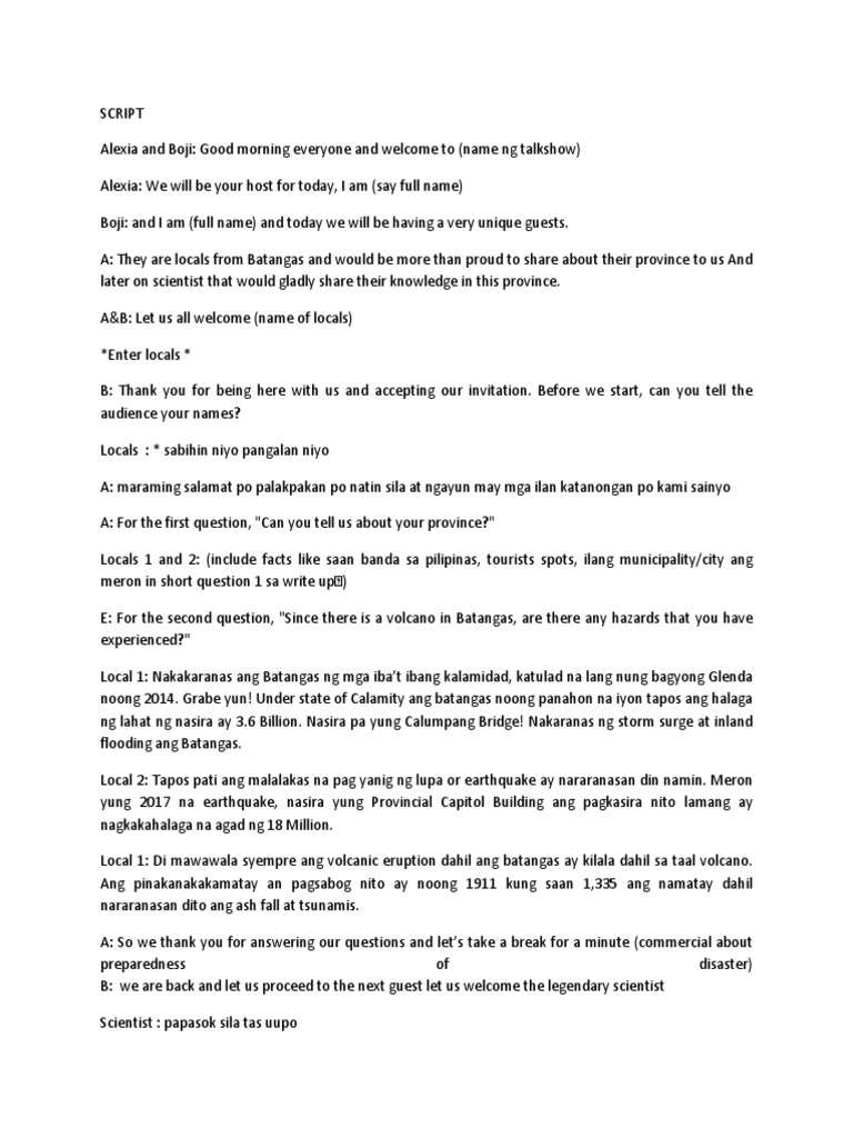 Script DRRR | PDF | Volcanic Ash | Volcano