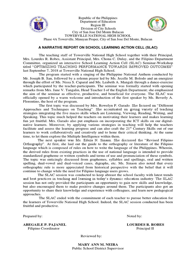 Slac Narrative 2018 | PDF | Orthography | Learning