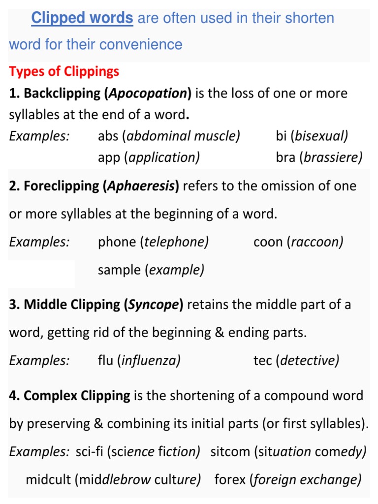 Types of word clipping | PDF