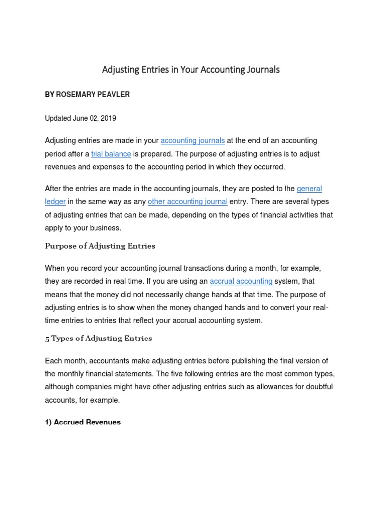 Understanding Adjusting Entries in Accounting | PDF | Debits And ...