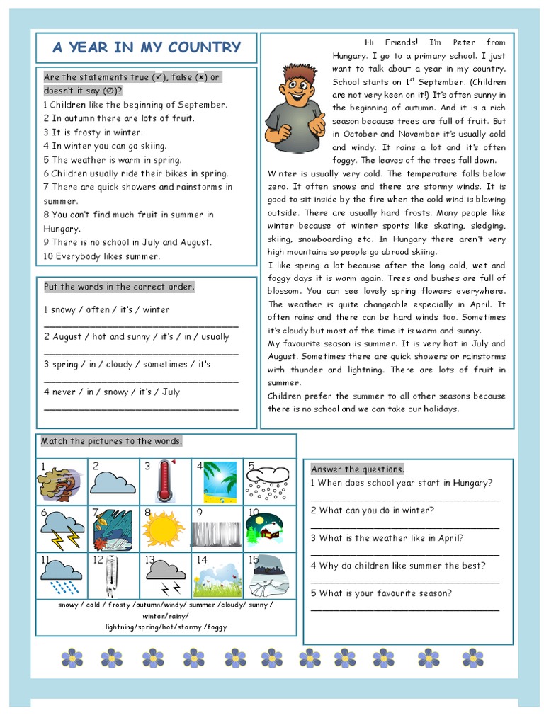 Reading Weather and Seasons KET | PDF | Rain | Meteorology