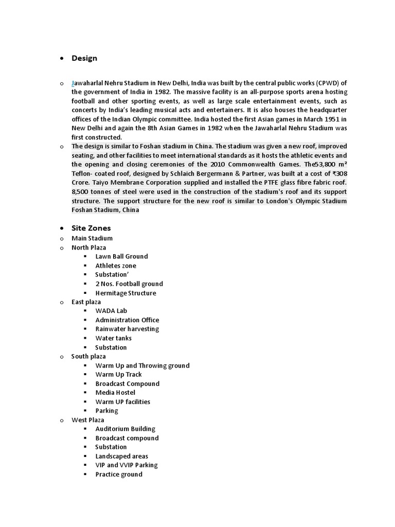 Jawaharlal Nehru Stadium Capacity & Layout | PDF | Stadium | New Delhi