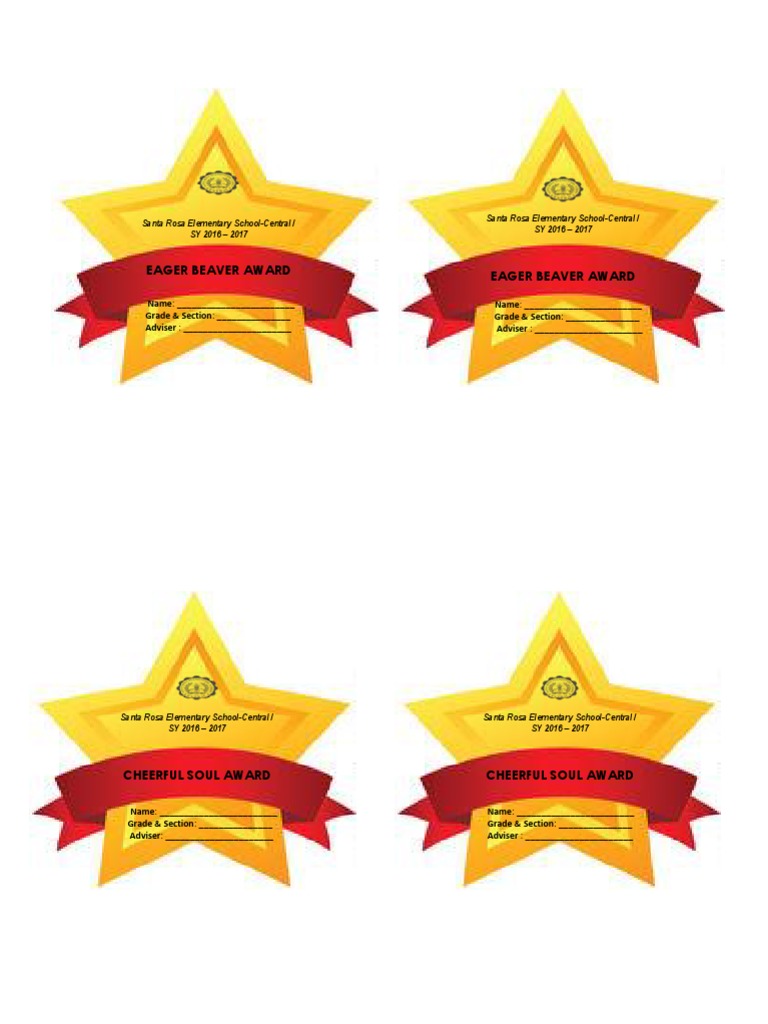 K To 12 Character Traits Awards | PDF | Learning | Behavior Modification