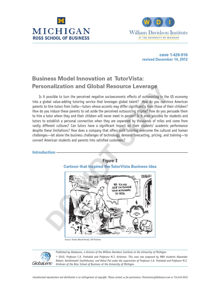 Group 2 - Business Model Innovation at TutorVista | PDF | Tutor | Sales