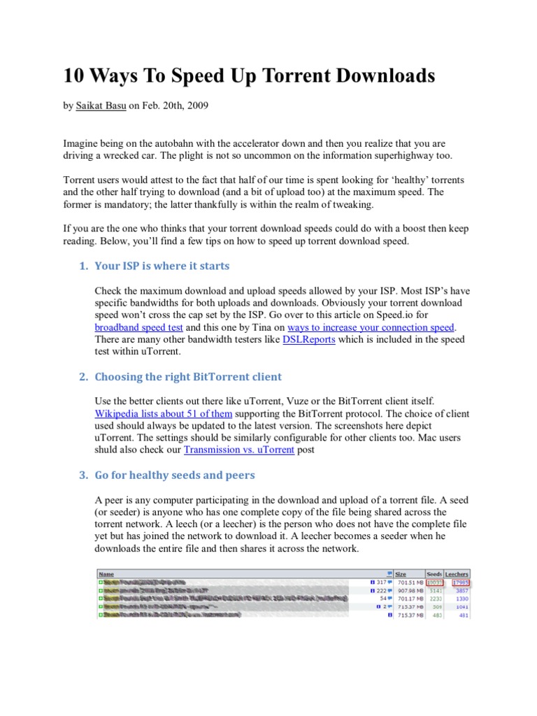 10 Ways To Speed Up Torrent Downloads | PDF | Cyberspace | Internet ...