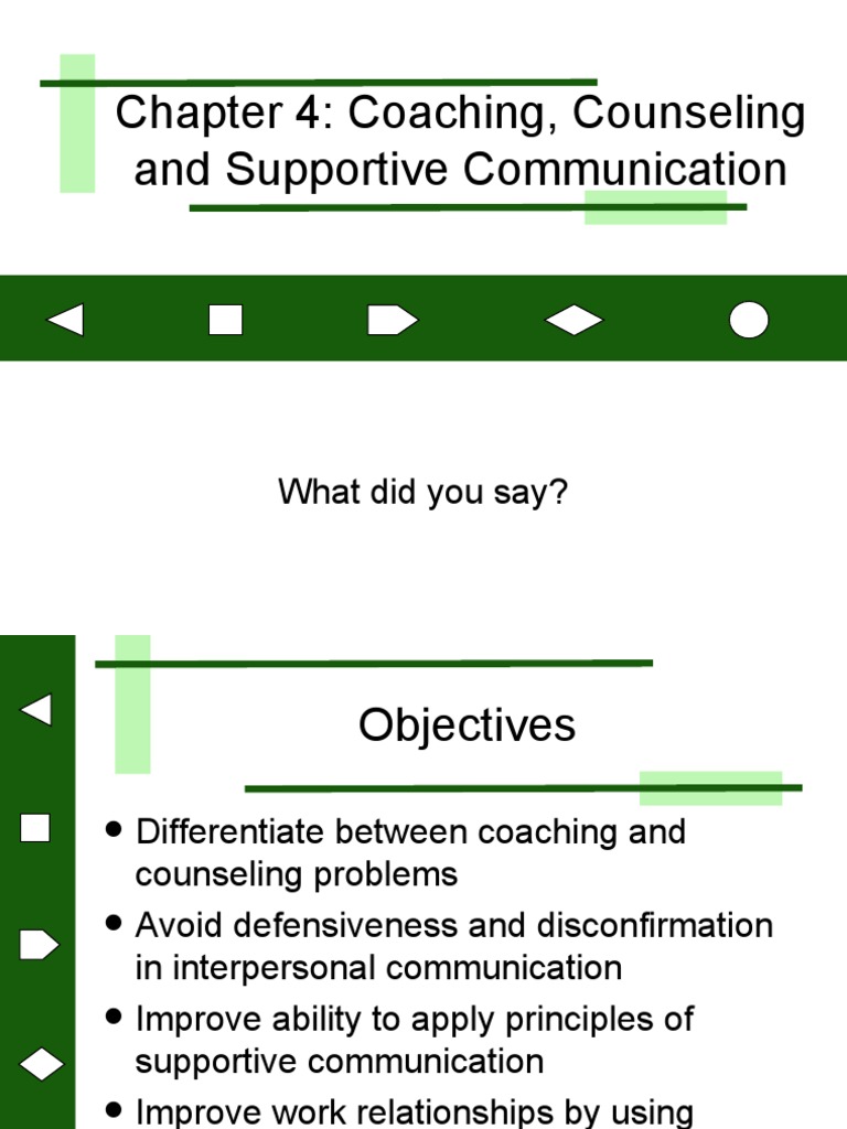 Chapter 4: Coaching, Counseling and Supportive Communication | PDF ...