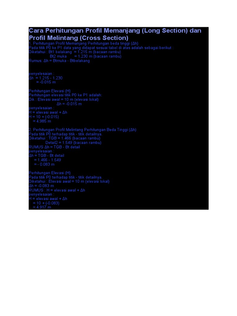 Cara Perhitungan Profil Memanjang - Odt | PDF | Sains & Matematika