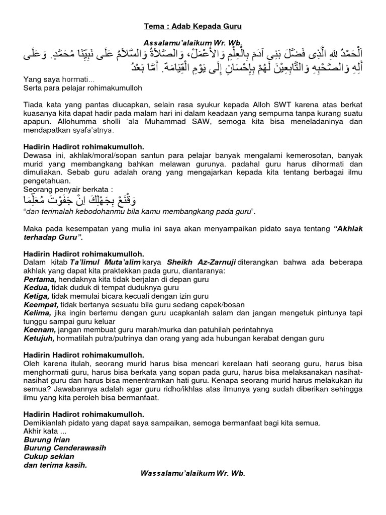 Adab Kepada Guru | PDF
