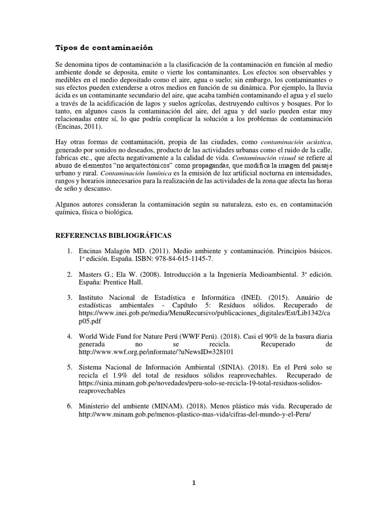 Sesión 05 - Tipos de Contaminación Ambiental (Material de Lectura ...