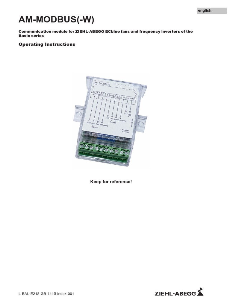 Ziehl Abegg Operating Instructions AM-MODBUS-W (2) - EDITS PDF | PDF | Electromagnetic ...