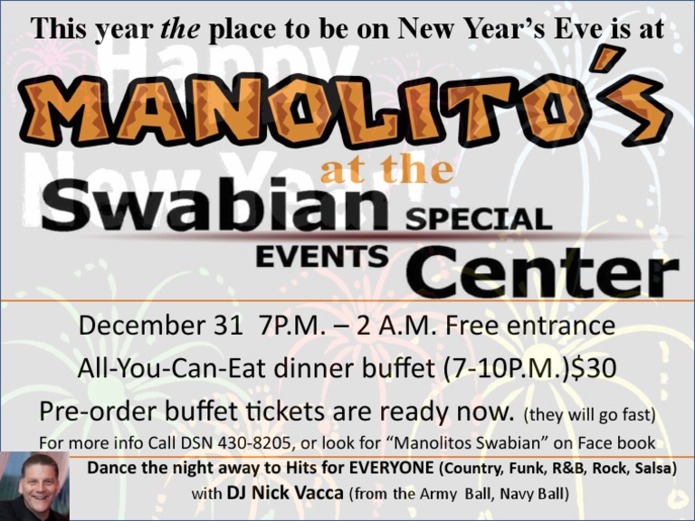 December 31 7P.M. - 2 A.M. Free Entrance All-You-Can-Eat Dinner Buffet ...