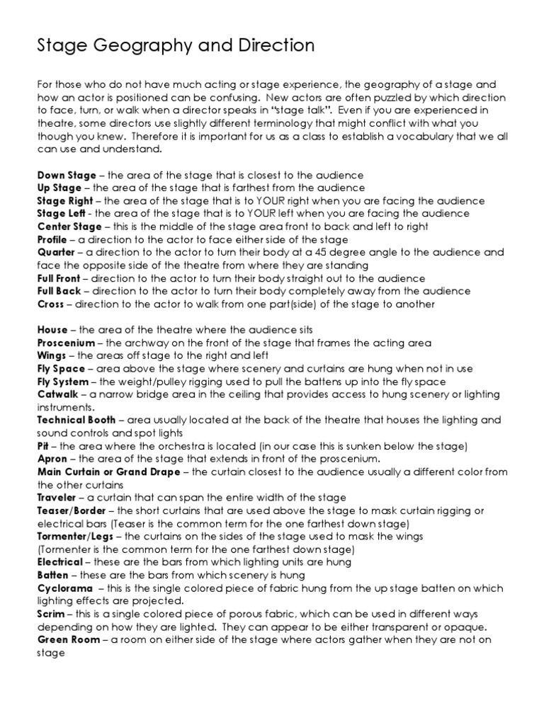 Stage Geography and Direction | PDF | Concert Dance | Theatre