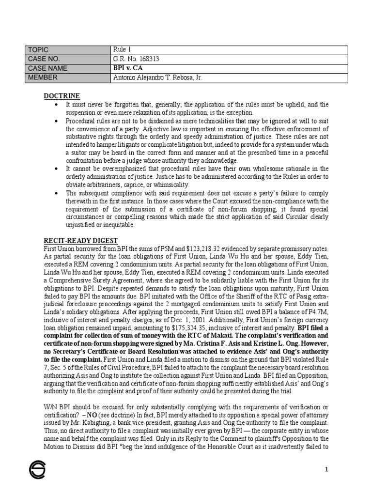 BPI v. CA | PDF | Complaint | Foreclosure