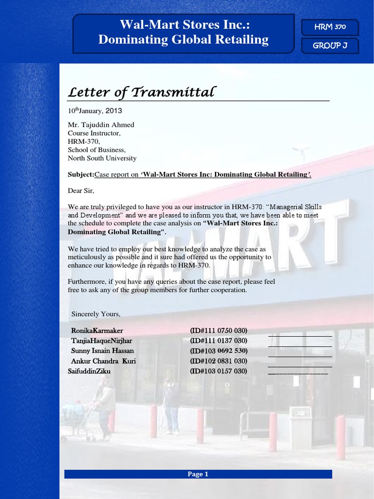 Case Study On Wal-Mart | PDF | Walmart | Retail