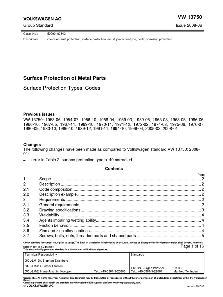 VW 13750 English PDF | PDF | Screw | Corrosion