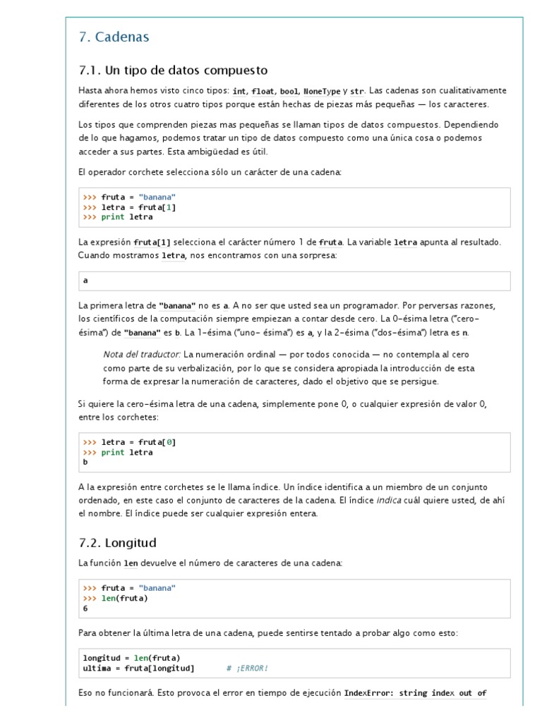 Cadenas en Python | PDF | Tipo de datos | Cadena (informática) Cadenas en Python | PDF | Tipo de datos | Cadena (informática)