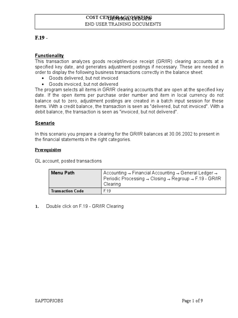 Analyze GR/IR Clearing Accounts | PDF | Debits And Credits | Financial ...
