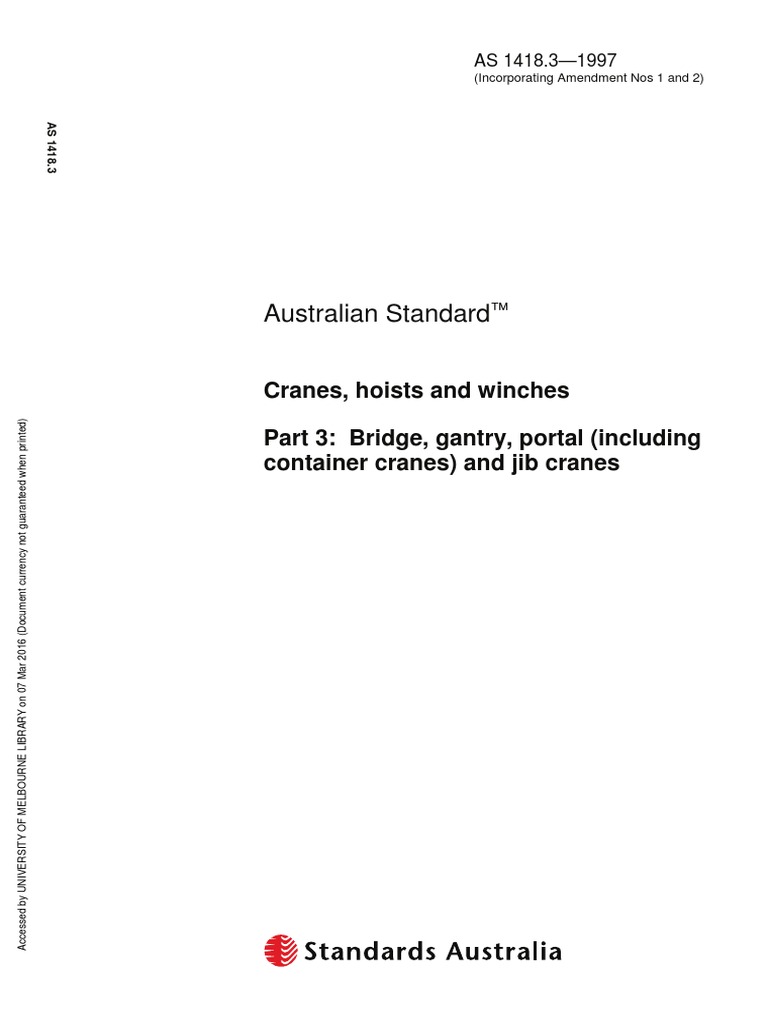 AS 1418.3.unlocked | Download Free PDF | Crane (Machine) | Frequency