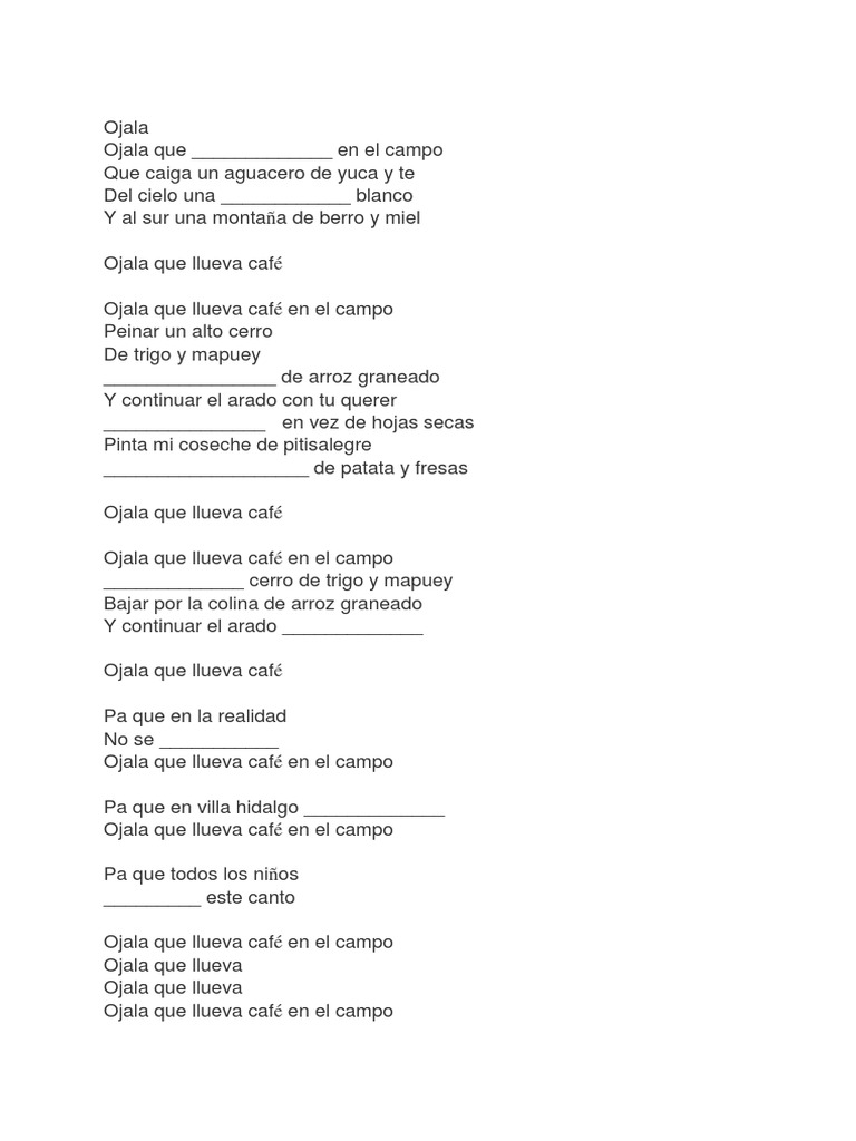 Ojala Que Llueva Café en El Campo | PDF