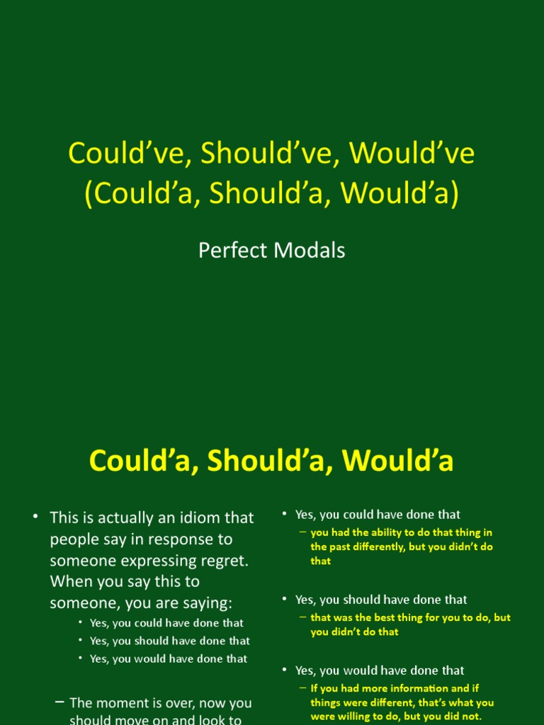 Could've, Should've, Would've | PDF | Perfect (Grammar) | Linguistic ...