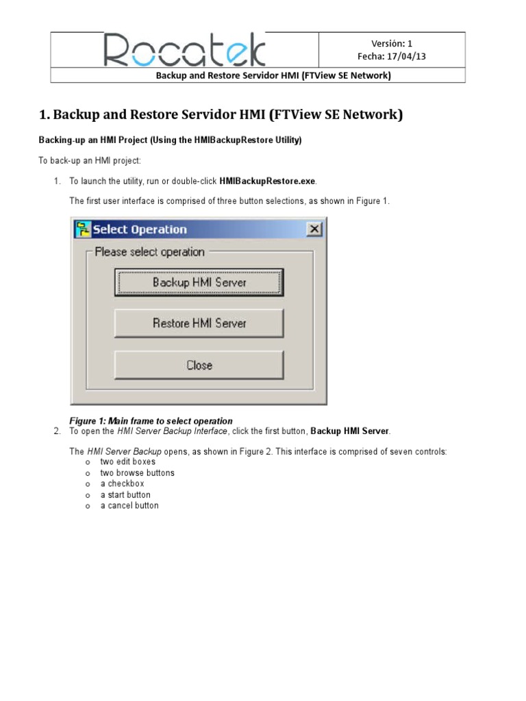Backup and Restore Servidor HMI (FTView SE Network) | PDF | Backup | Computer File