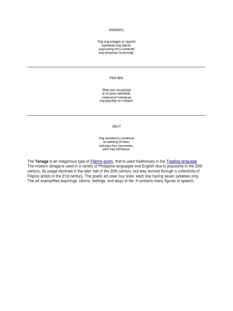 An Exploration of Love, Joy and Anger Through Traditional Tanaga Poetry ...