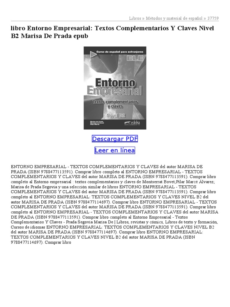 Entorno Empresarial Textos Complementarios Y Claves Nivel B2 | PDF