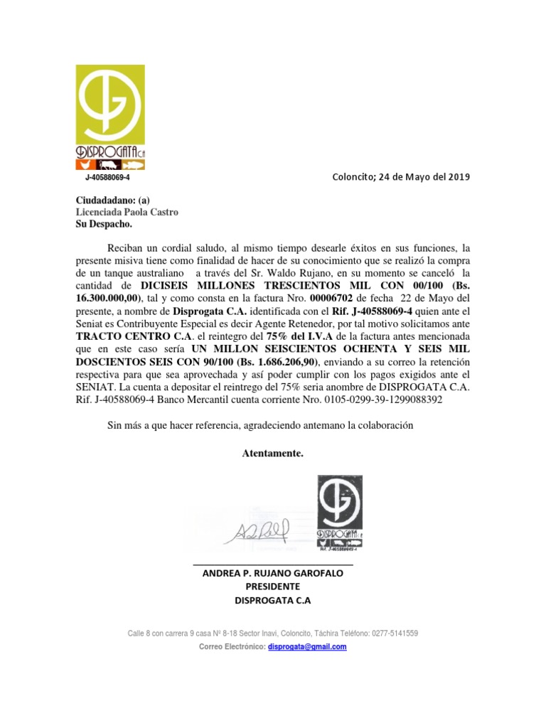 Tracto Centro Solicitud de Reintegro | PDF | Finanzas y dinero