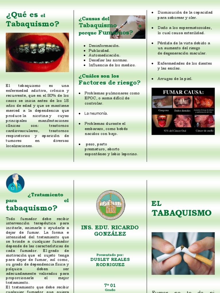 Folleto El Tabaco | PDF | Nicotina | Enfermedades y trastornos humanos