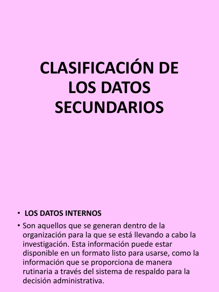 Clasificación de Datos Secundarios | PDF | Internet | Bases de datos