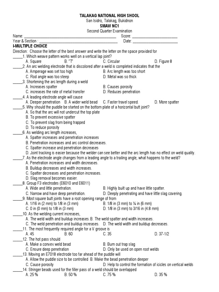 Smaw Test | PDF | Welding | Construction