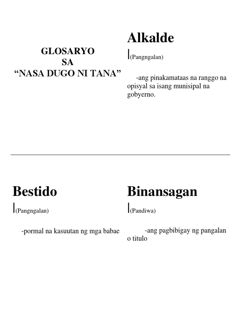 Glosaryo Sa "Nasa Dugo Ni Tana" | PDF