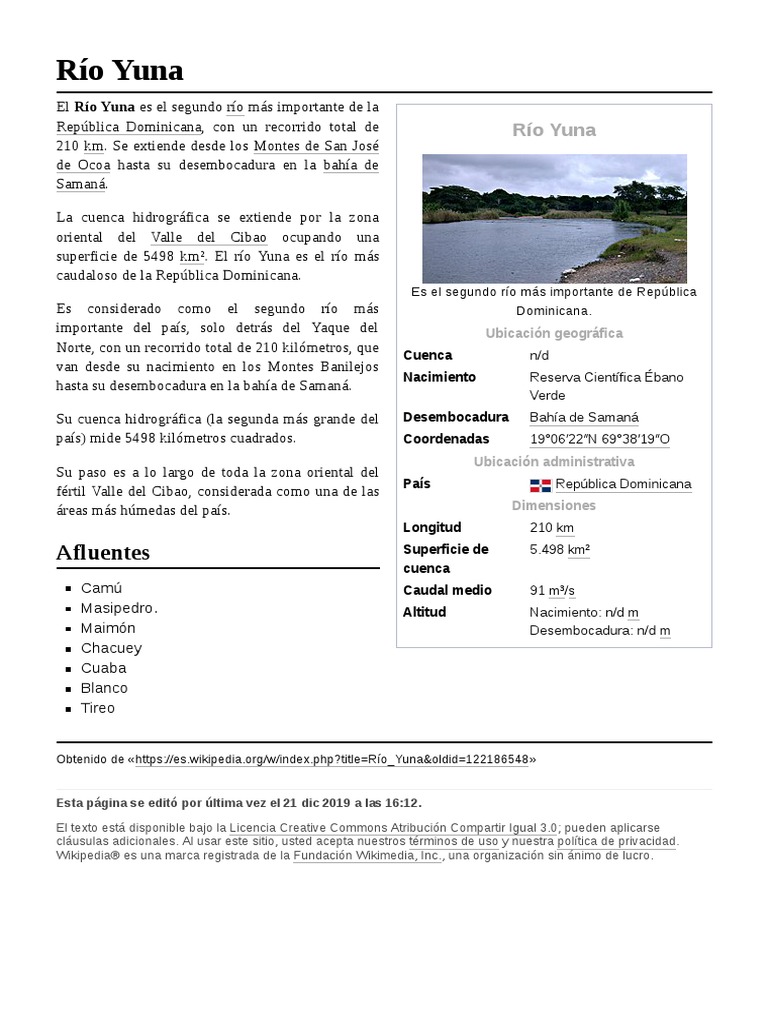 Ubicación y características del río Yuna | PDF | Geografía | Ciencias ...