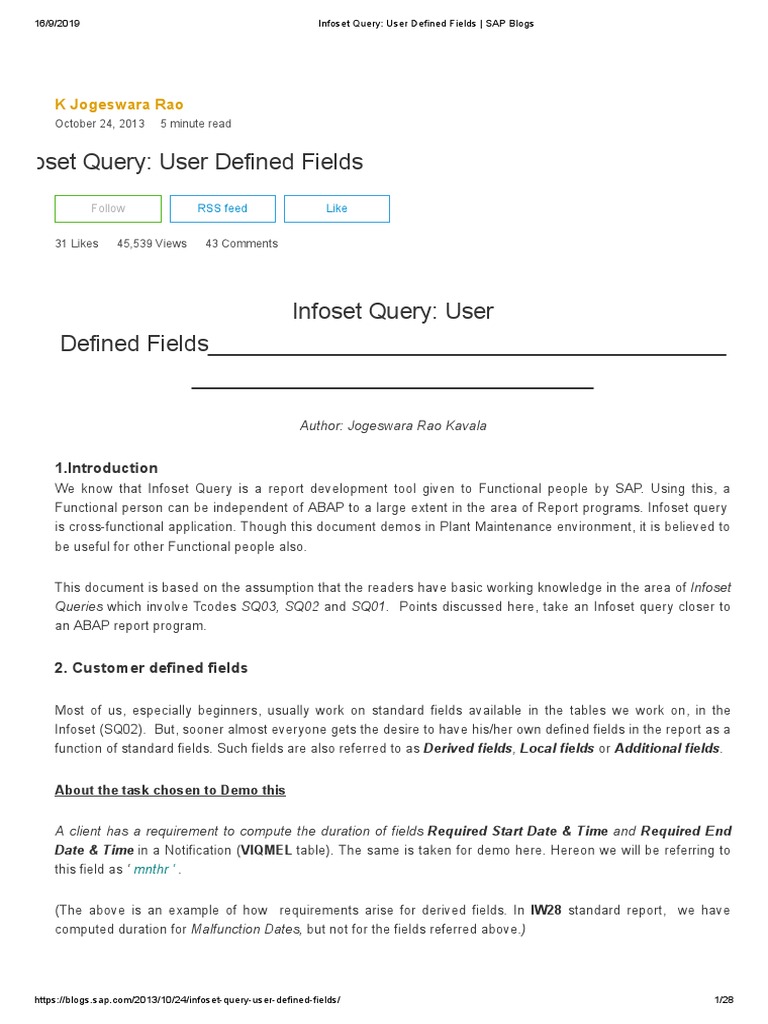 Infoset Query User Defined Fields | PDF | Software Engineering | Areas Of Computer Science