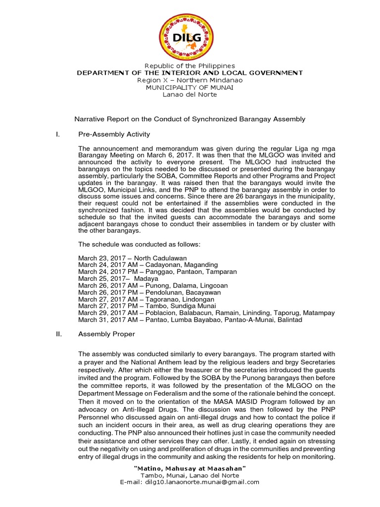 SBA Narrative Report | PDF | Public Sphere | Government