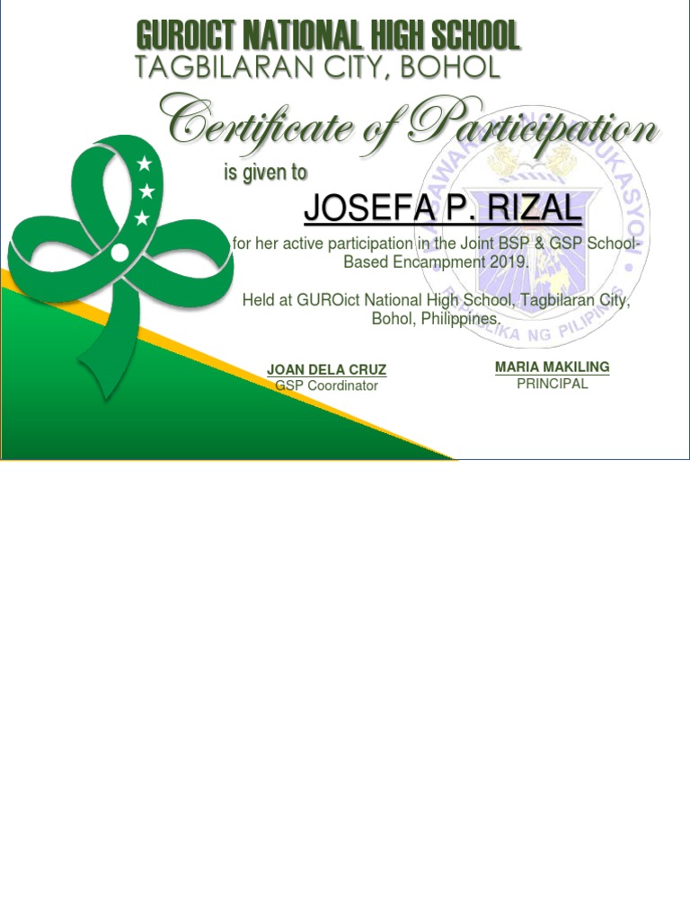 GSP Certificate Template | PDF | Wellness