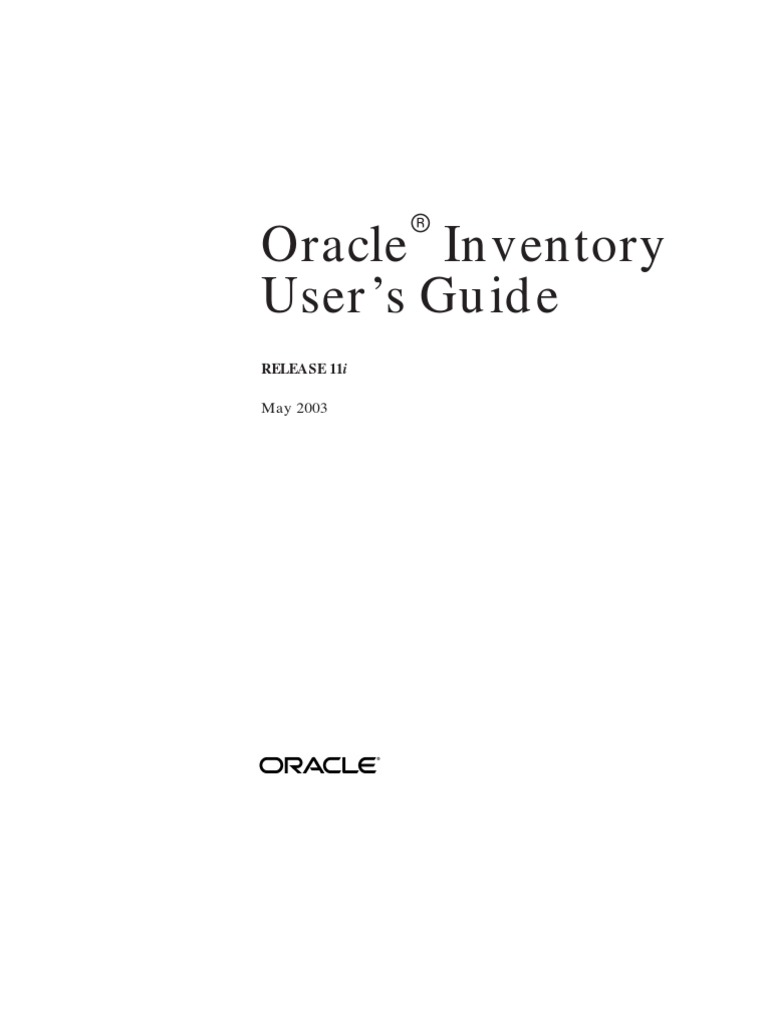 Oracle Inventory User's Guide: Release 11I | PDF | Oracle Corporation | License