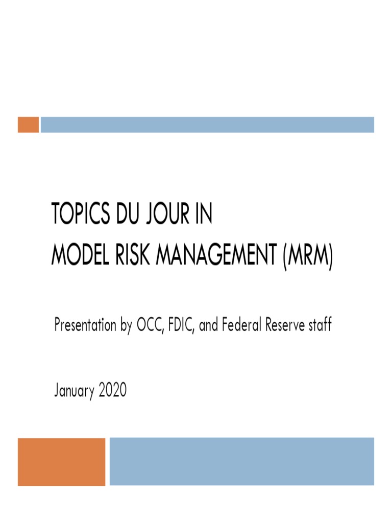 Topics Du Jour in Model Risk Management | PDF | Risk Management ...