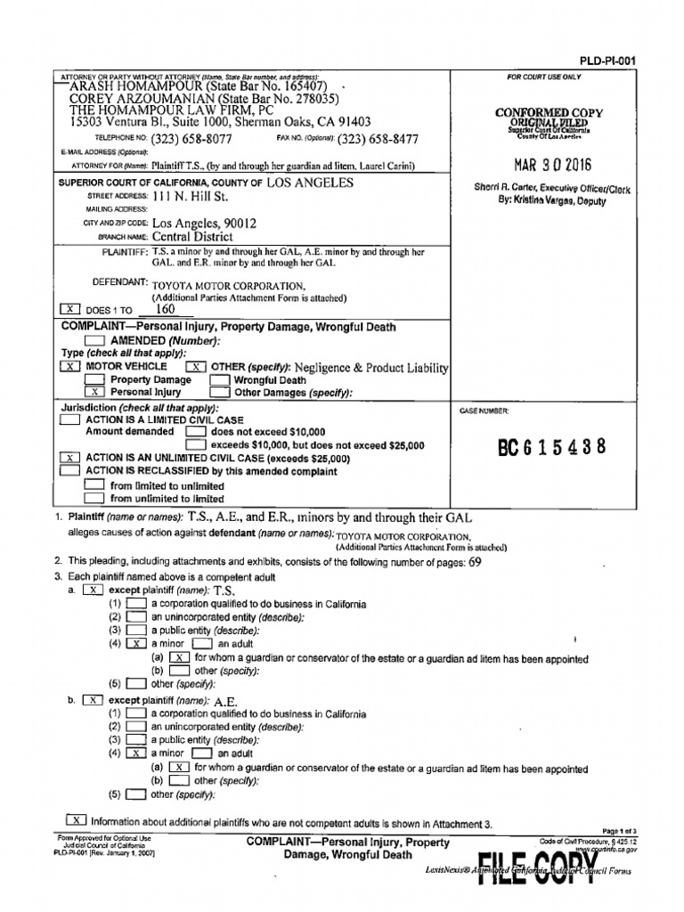 Homampour Complaint PDF | PDF | Damages | Knee