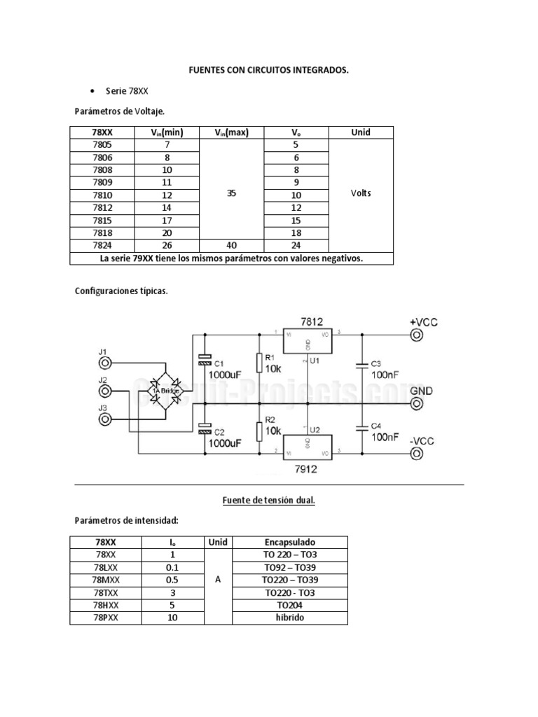 Fuentes Con Circuitos Integrados | PDF | Rectificador | Corriente eléctrica