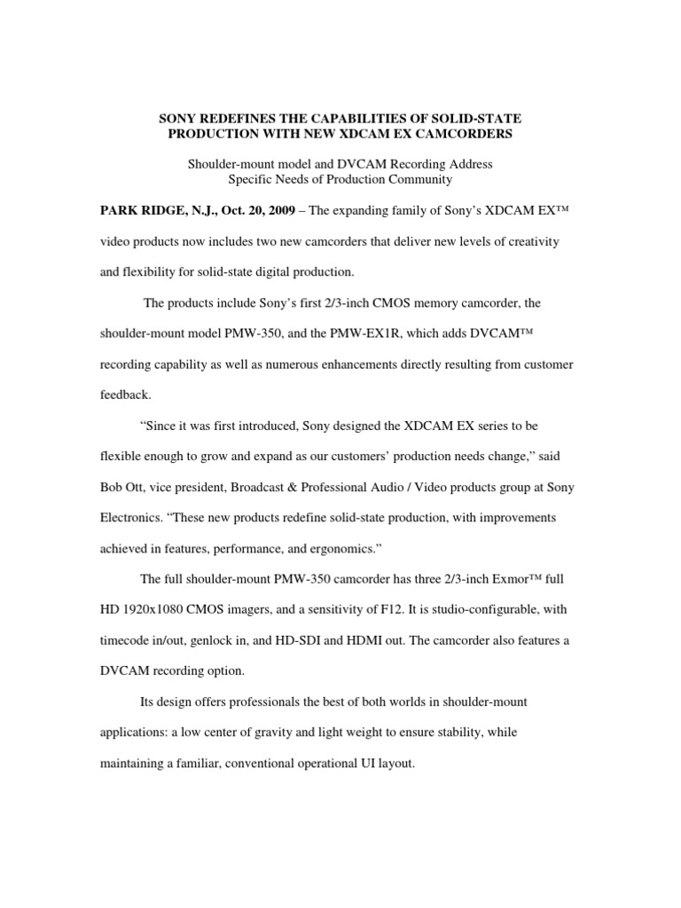 New EX Cameras 10-19-09 Draft | PDF | Equipment | Digital Technology