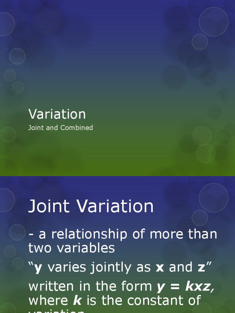 Joint and Combined Variation | PDF | Volume | Area