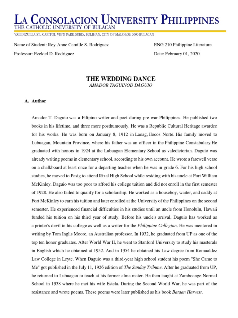 Wedding Dance Summary, Analysis, and Comments | PDF | Philippines | English Language