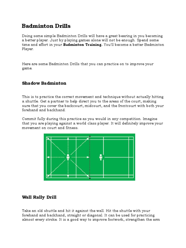 Badminton Drills | PDF | Games Of Physical Skill | Racquet Sports